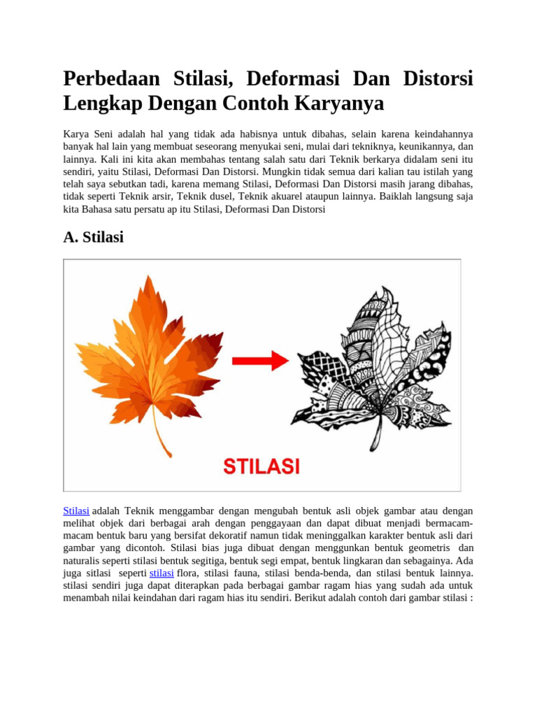 Perbedaan Stilasi, Deformasi, Distorsi | PDF