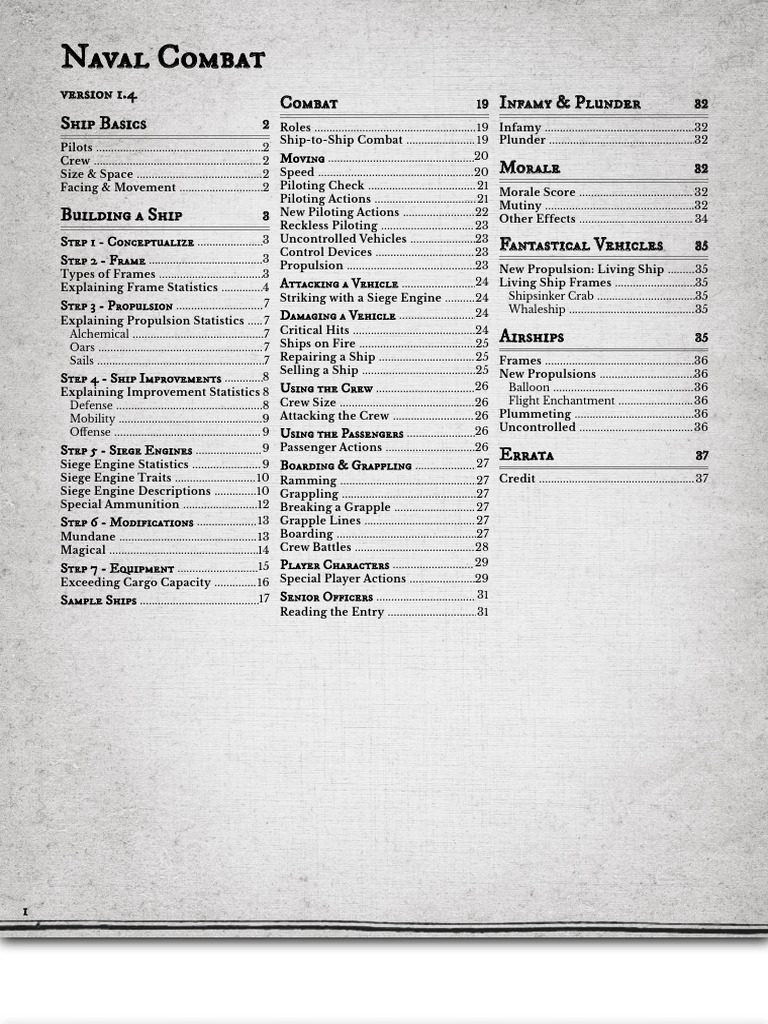 Naval Combat - Pathfinder 2e - GM Binder | PDF