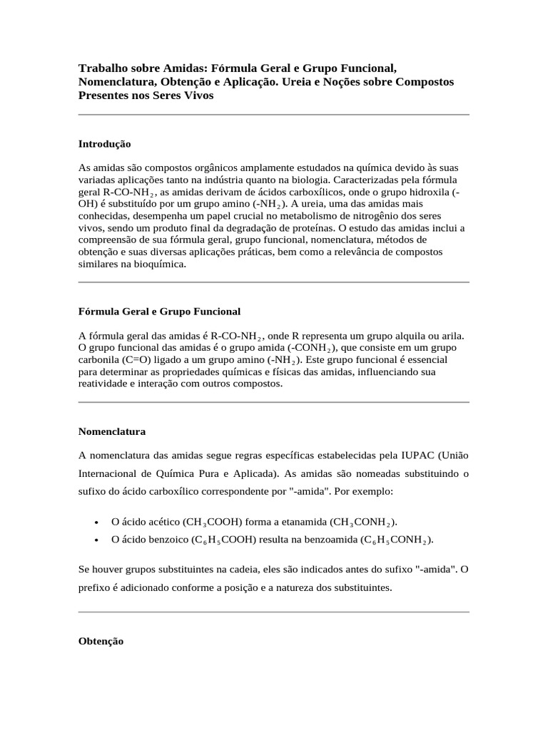 Trabalho Sobre Amidas | PDF