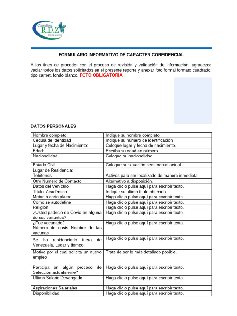 Formulario - Complemento - Entrevista - 2024 (V.1.4) Representante de Ventas - Corto | PDF