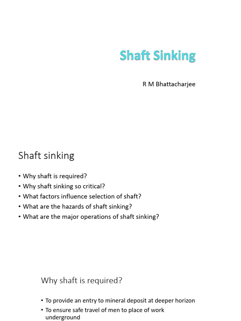 Shaft Sinking Part 1 | PDF