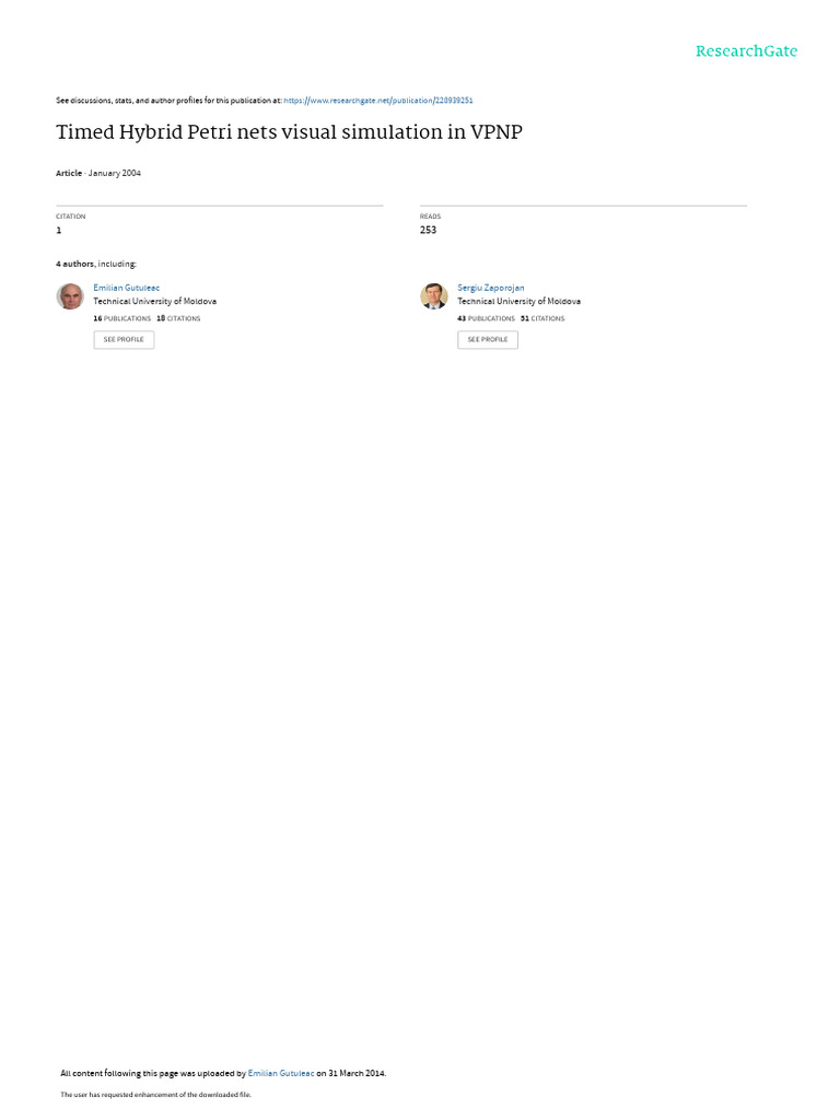 Timed Hybrid Petri Nets Visual Simulation in VPNP | PDF