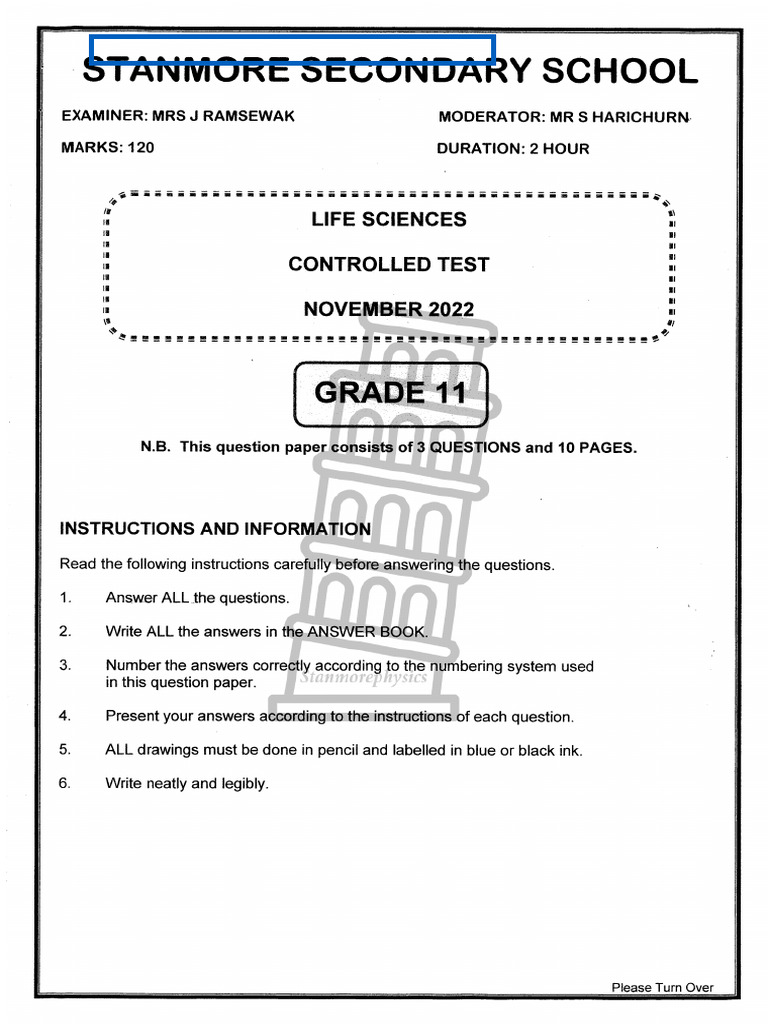 Life Science Grade 11 November 2022 QP and Memo | PDF