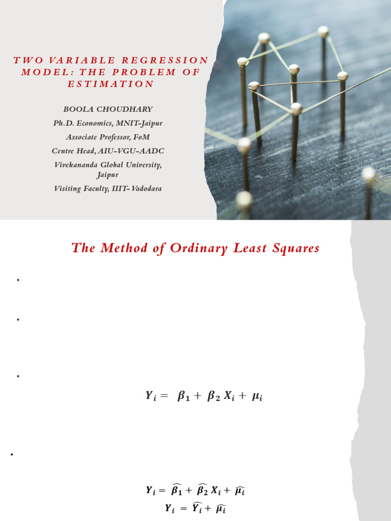 Two Variable Regression Model The Problem Of Estimation Pdf