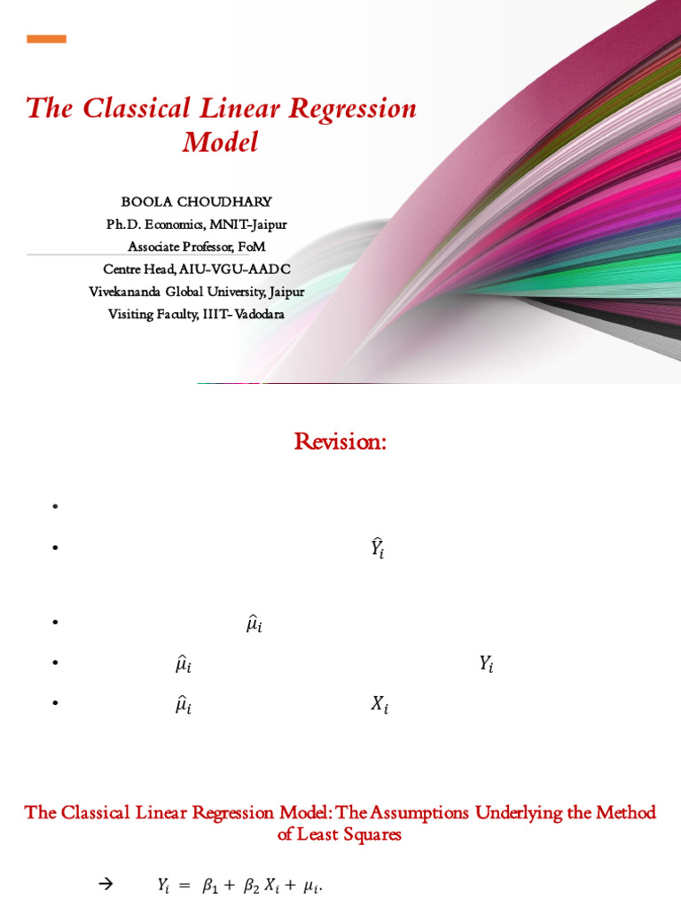 Classical Linear Regression Model | PDF