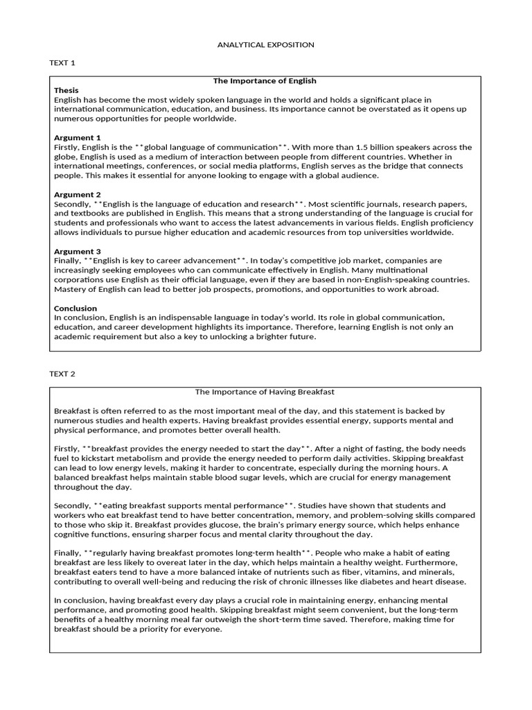 Analytical Exposition Worksheet | PDF