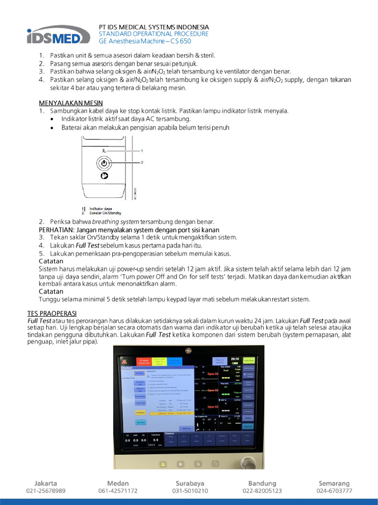 SOP GE Anestesia CS 650 | PDF