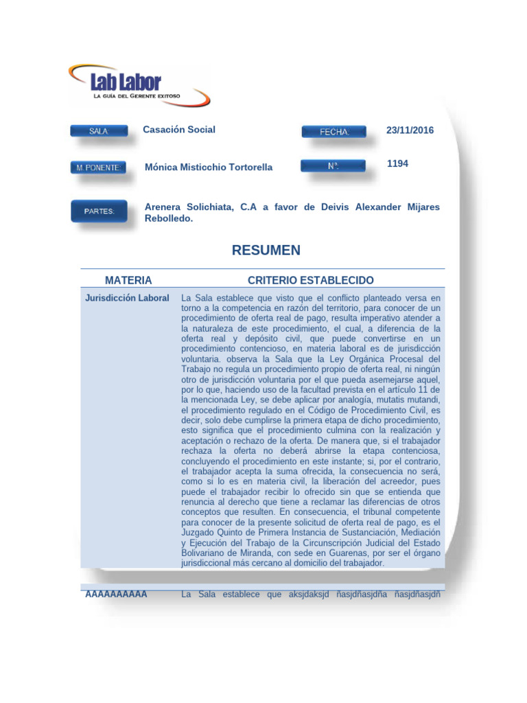 Tribunal Competente Oferta Real 1 | PDF