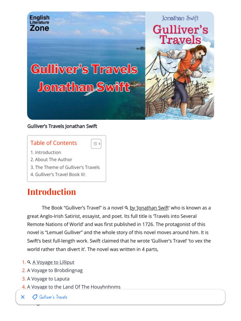 Gulliver's Travels Jonathan Swift - Gulliver's Travels Summary ...