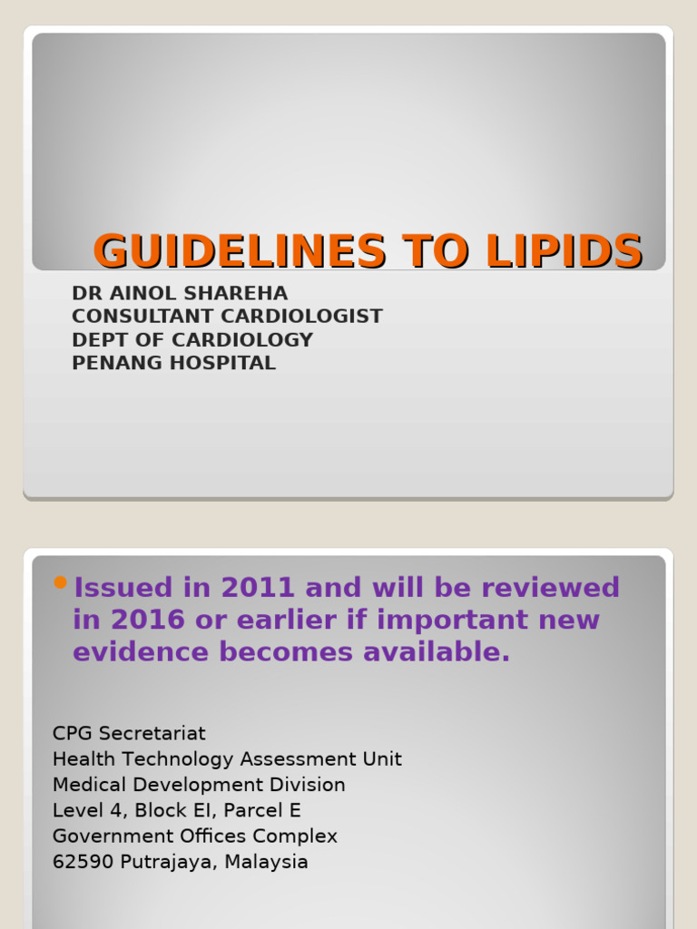 Guidelines To Lipids | PDF