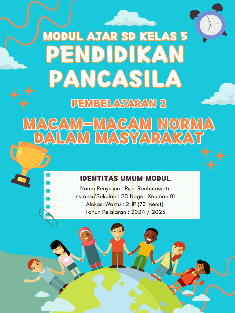 Modul Ajar Pendidikan Pancasila Kelas 5 - Macam-Macam Norma Di Masyarakat | PDF