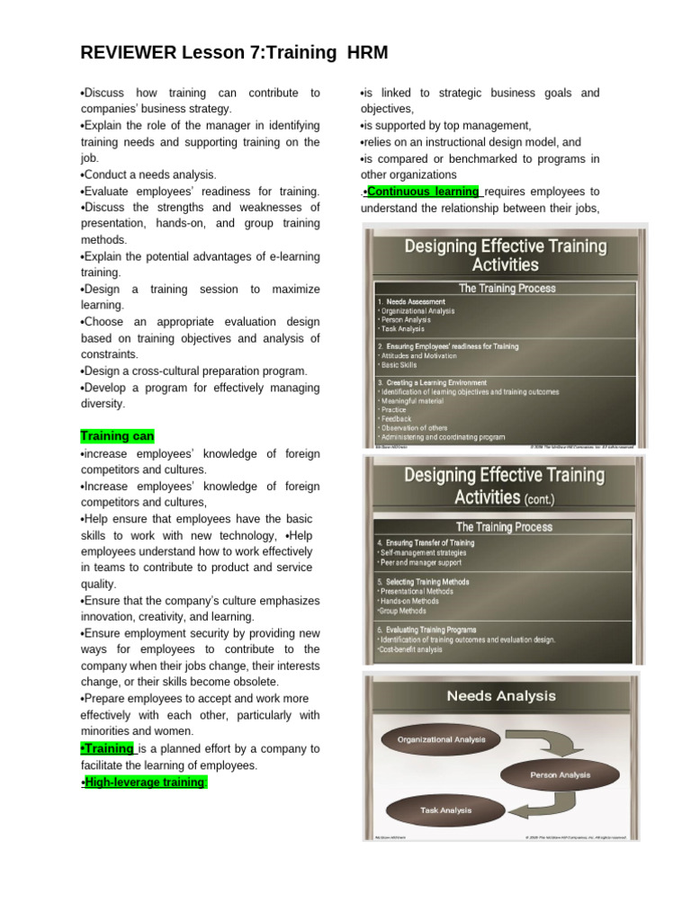 Reviewer HRM (Training) | PDF