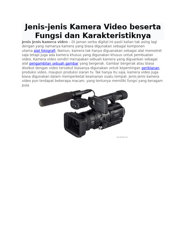 Jenis Kamera Video | PDF
