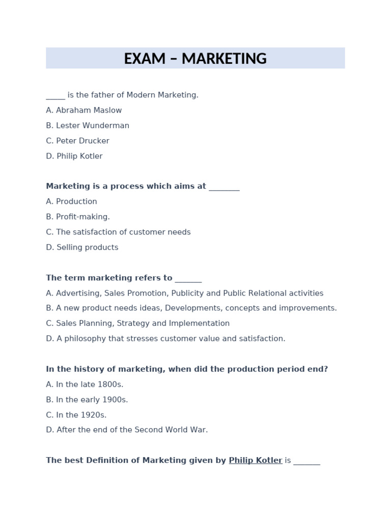 Exam - Marketing | PDF