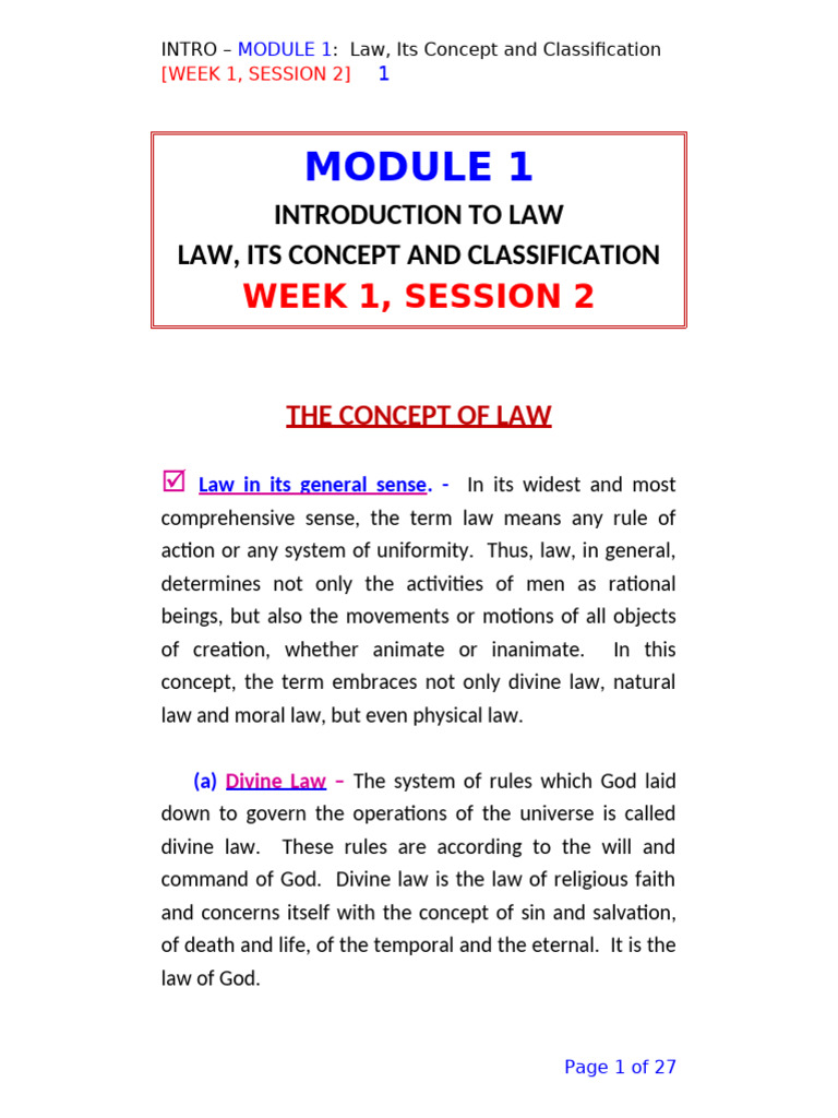Mod1W1S2 Concept of Law | PDF