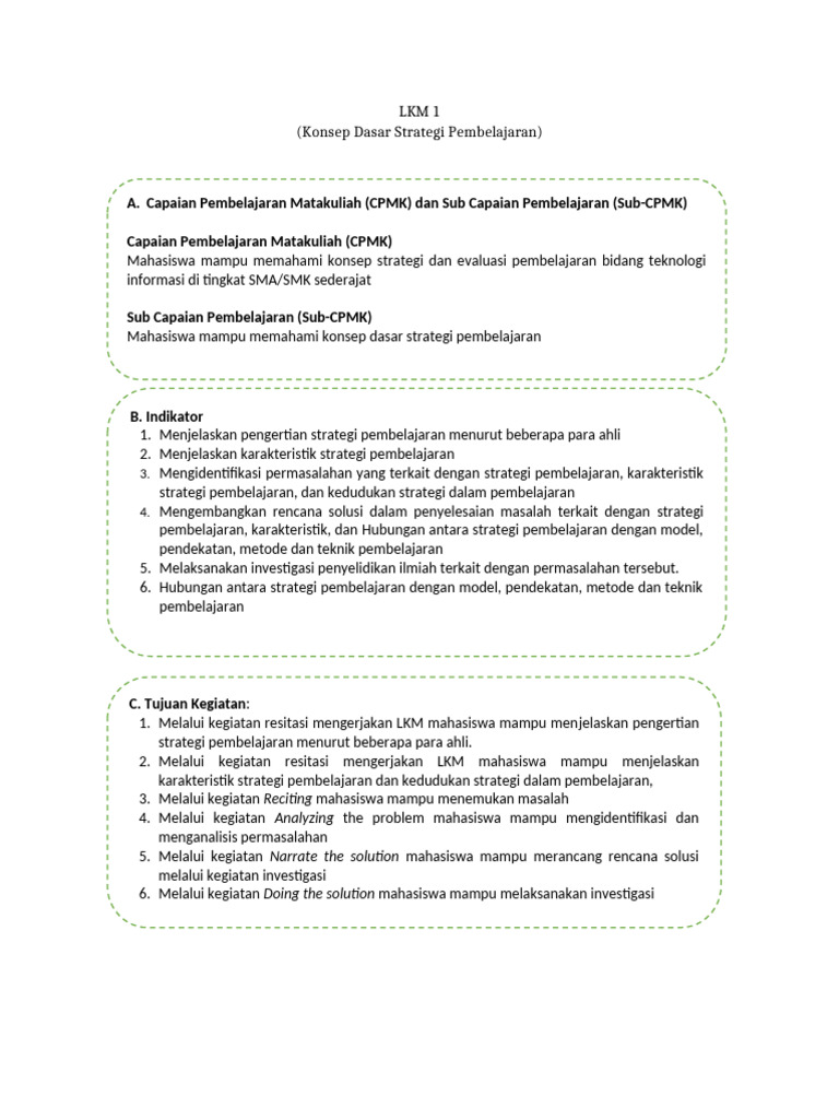 LKM Strategi Pembelajaran TI (Pertemuan 2) Fatimah | PDF
