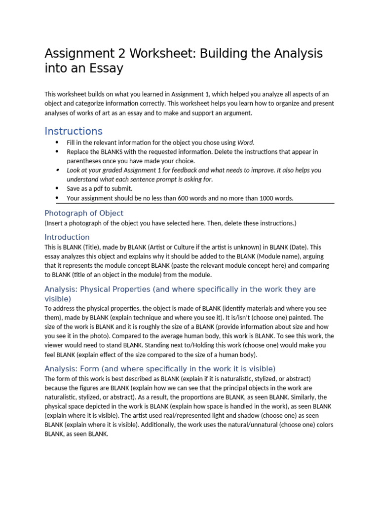 Assignment 2 Worksheet | PDF