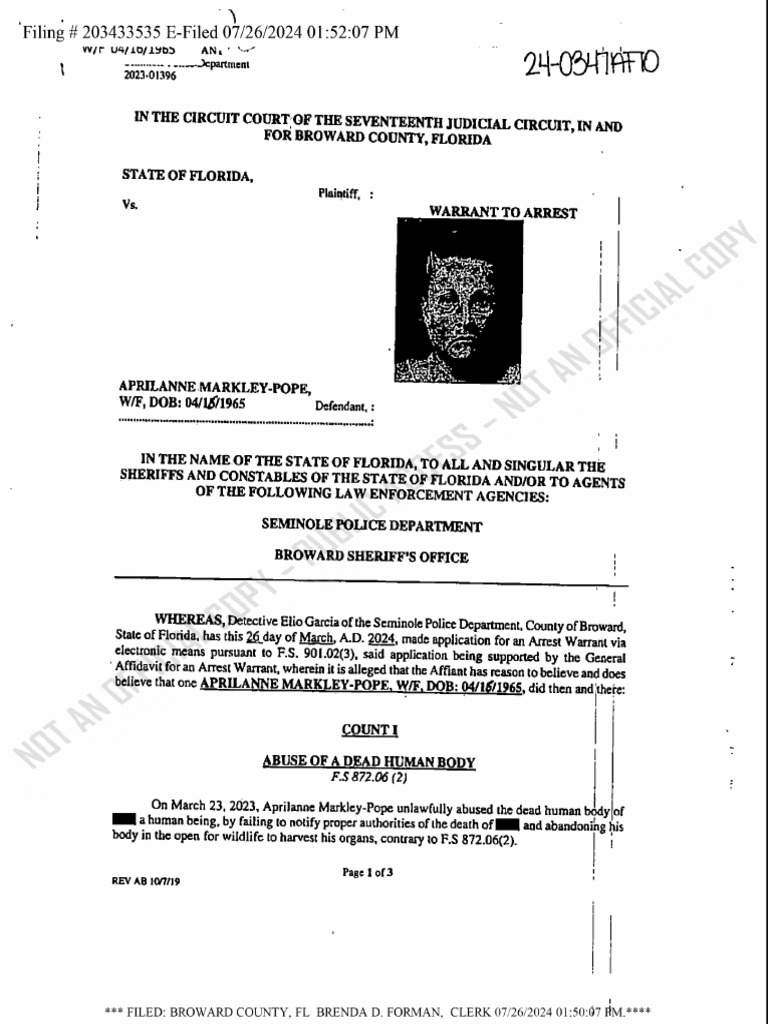 Aprilanne Markley Pope WARRANT | PDF