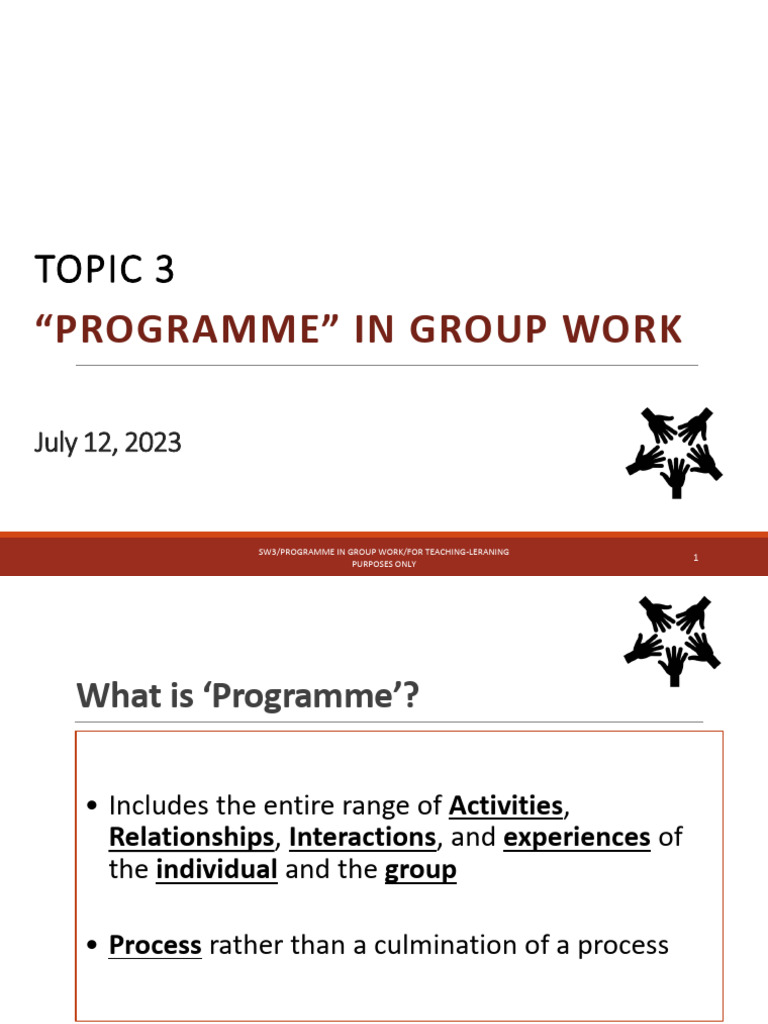 Topic 3 - Programme in Group Work | PDF