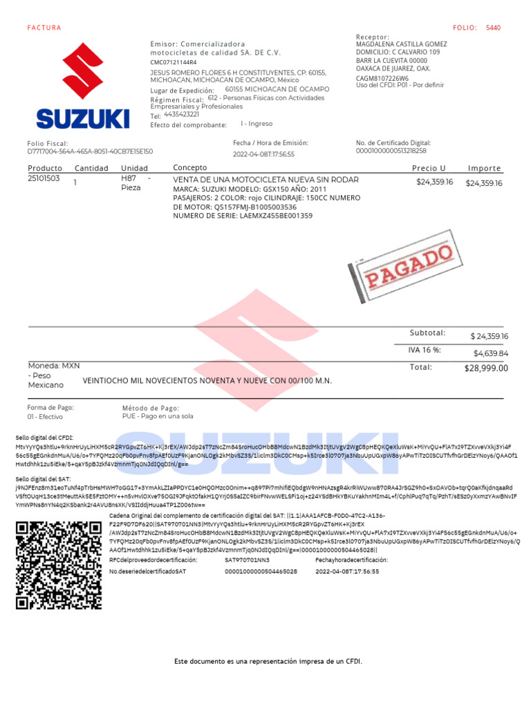 Refactura Moto Adolfo PDF | PDF