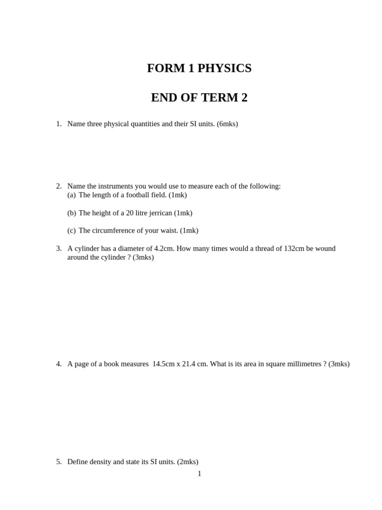 Physics Form 1 | PDF