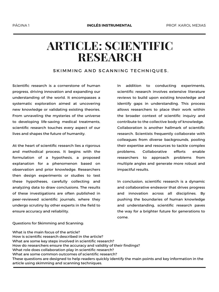 Skimming And Scanning Techniques Pdf
