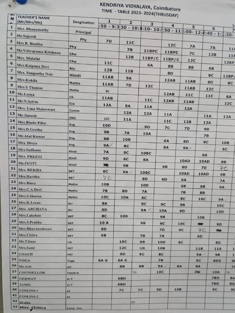 Time Table | PDF