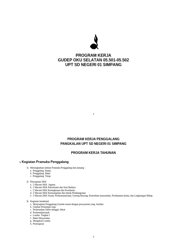 Program Kerja Penggalang Calon 1 | PDF