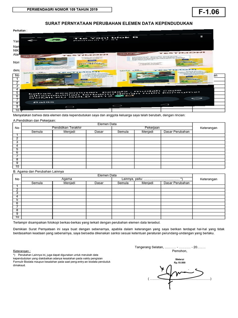 Formulir F 1.06 | PDF