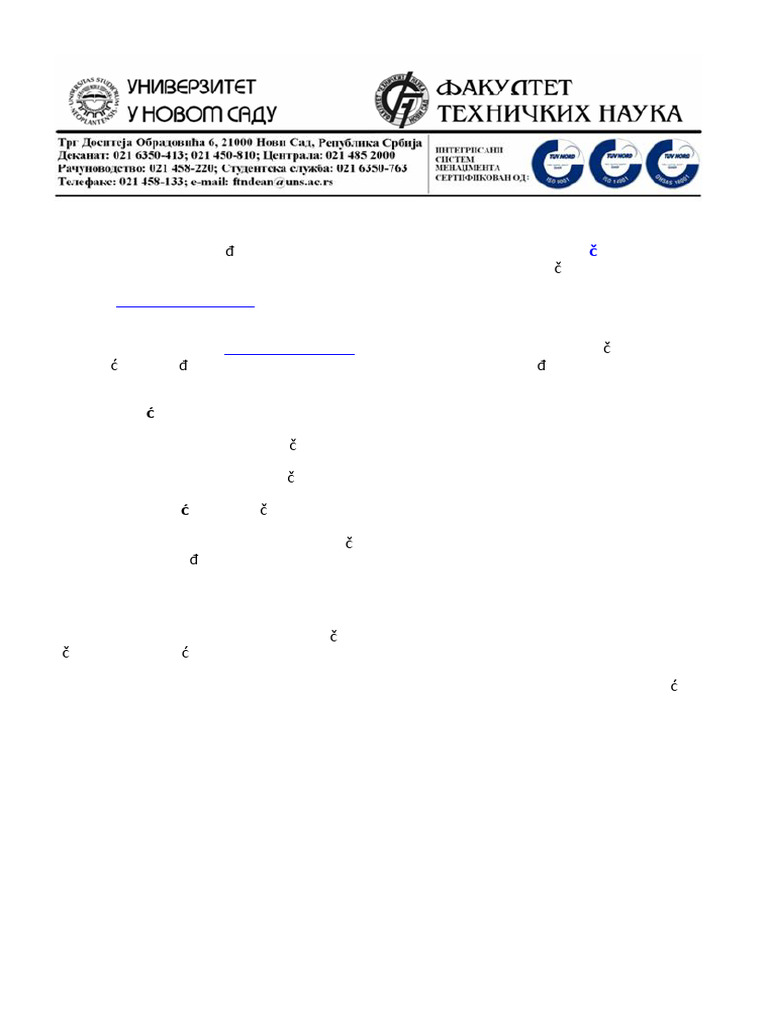 Raspored Nastave Za Školsku 2022/2023 Godinu: Ftnraspored@uns - Ac.rs | PDF