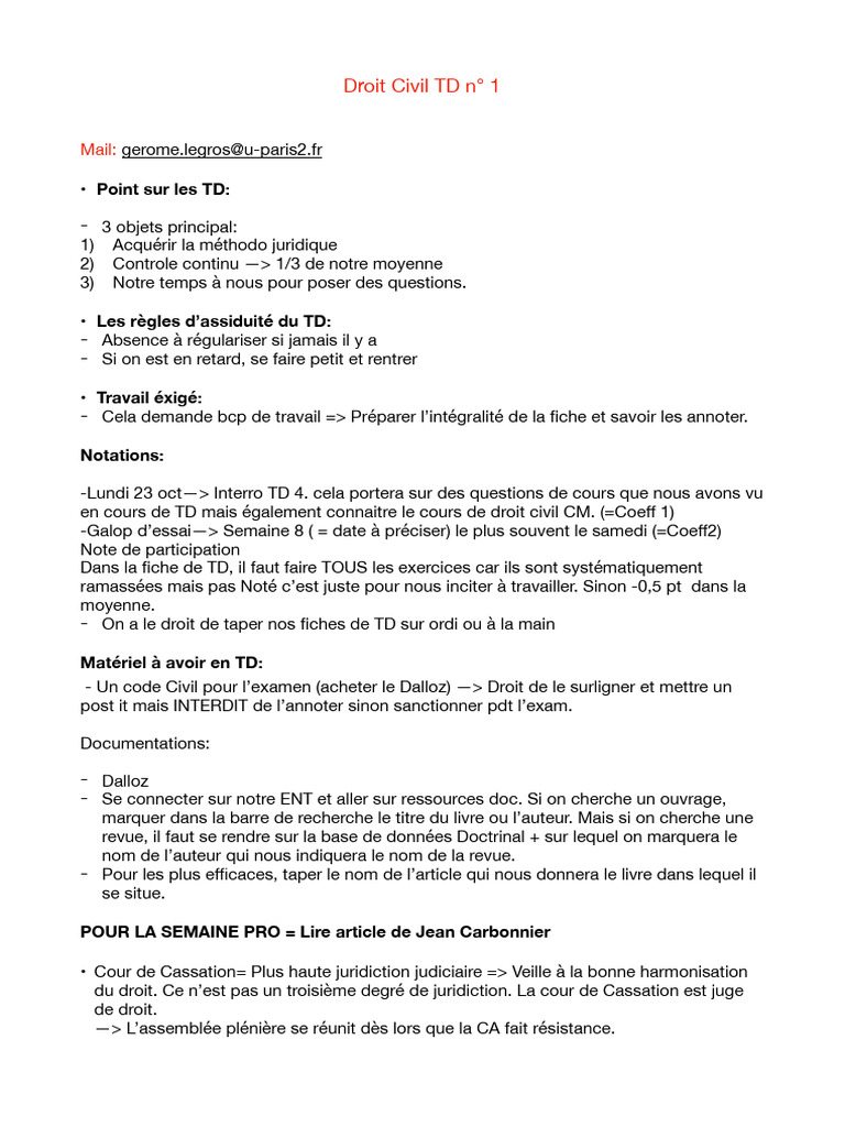 TD n°1 - Droit civil | PDF