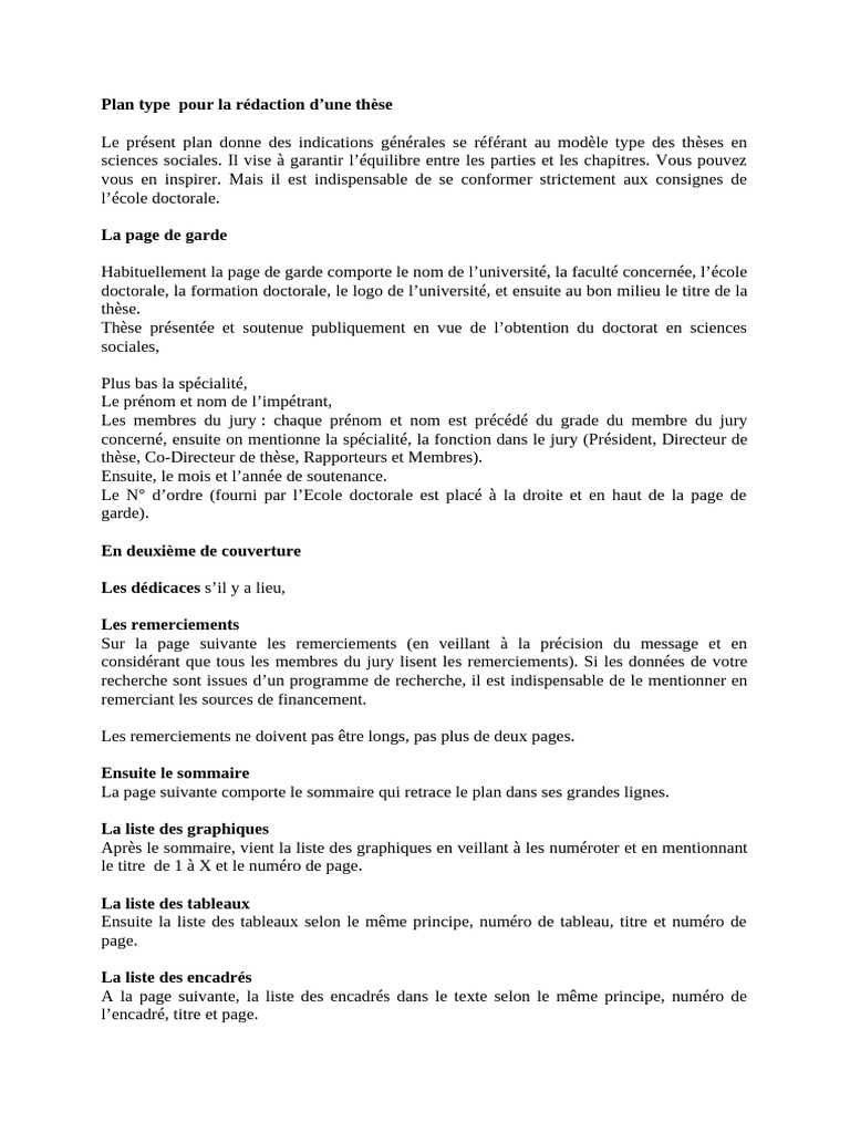 Plan Type Pour La Redaction de These | PDF