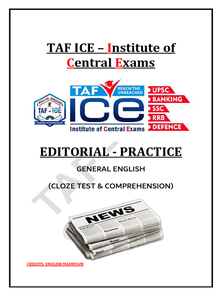 Taf Ice - Editorial Practice 32 | PDF | Adjective | Finance & Money ...