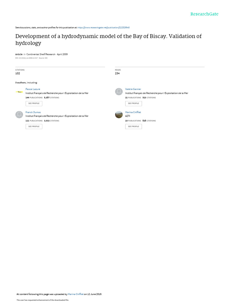 Development of A Hydrodynamic Model of The Bay of Biscay. Validation of Hydrology | PDF