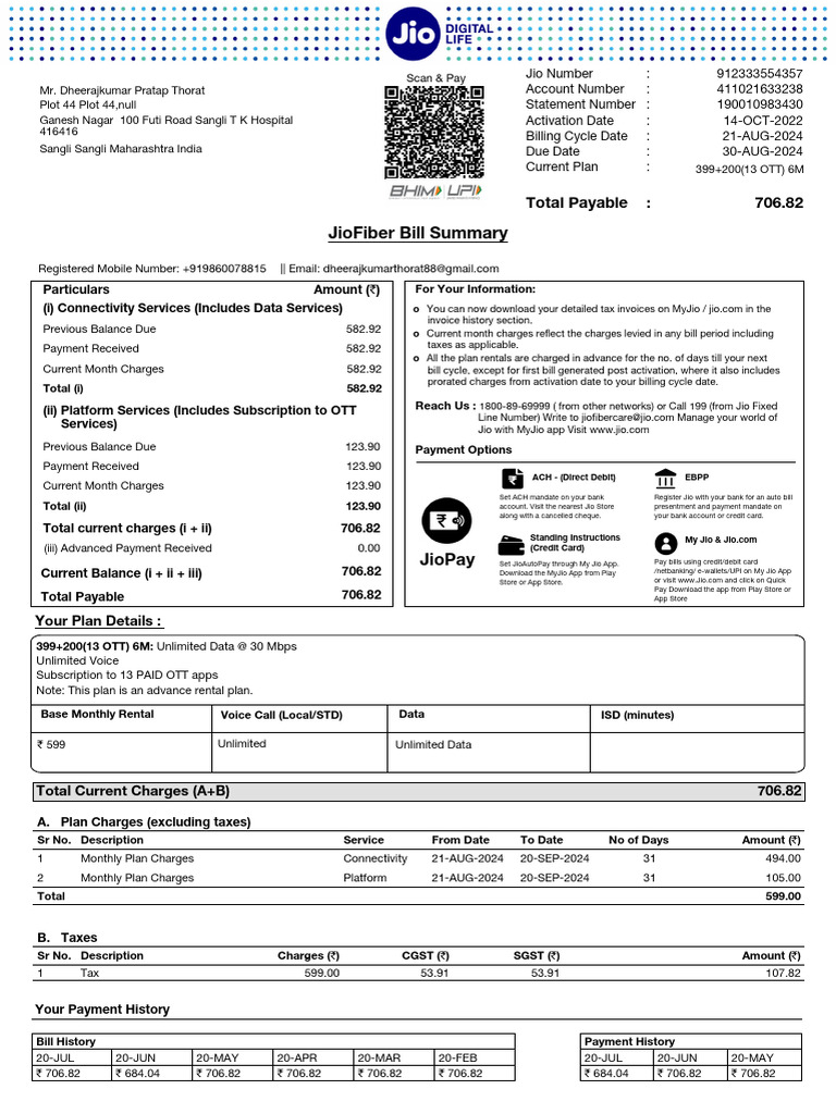 Wifi Bill Aug | PDF