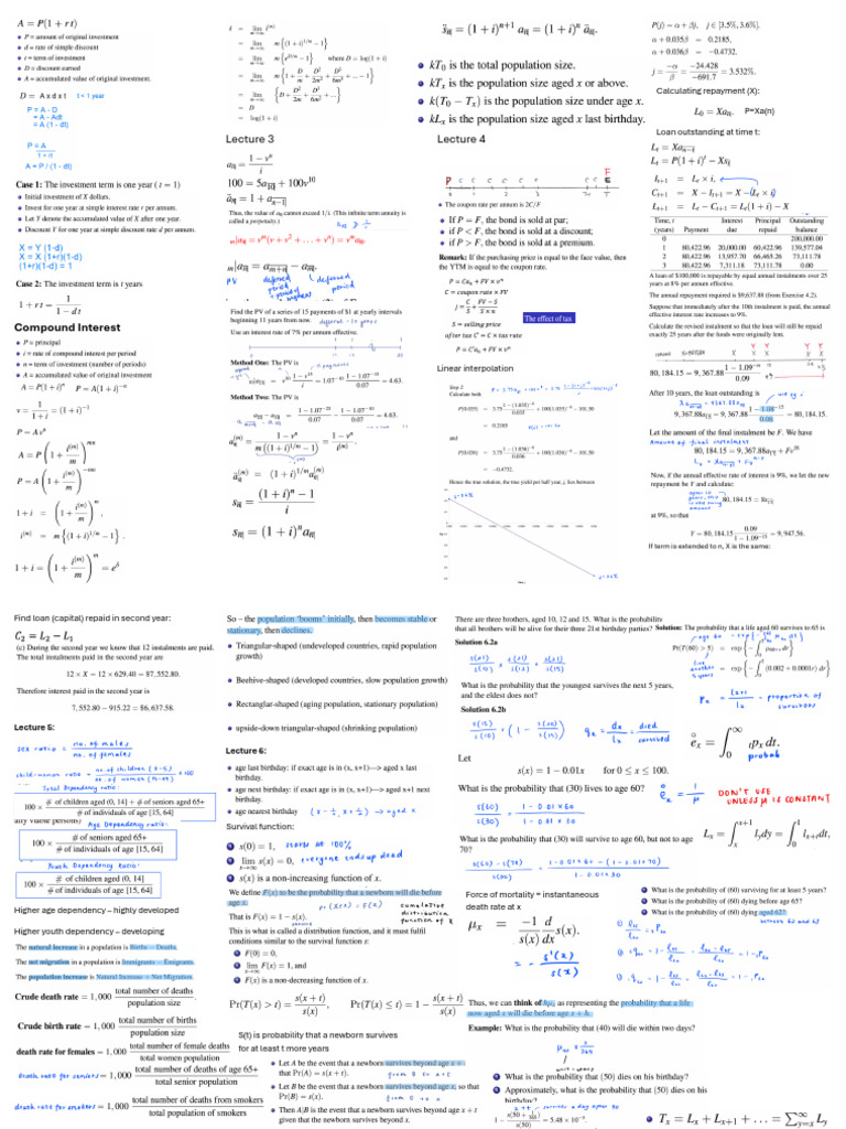Actuarial Cheat Sheet | PDF
