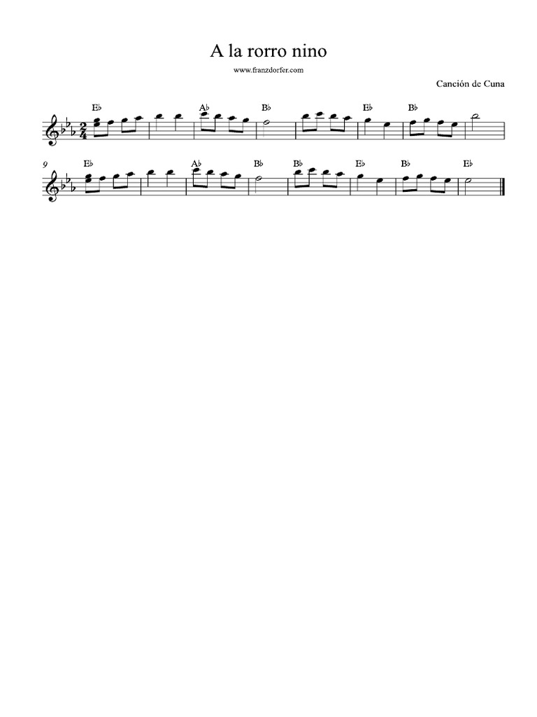 A La Rorro Nino - Partitur-Eb2 | PDF