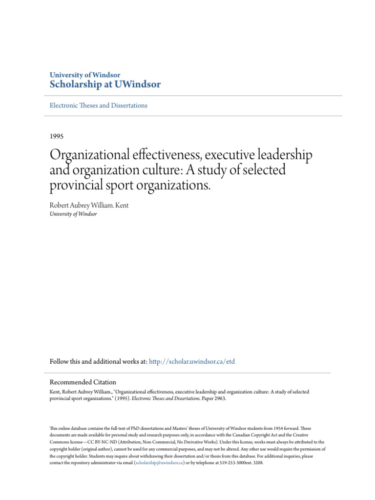 Organizational Effectiveness, Executive Leadership and Organization ...
