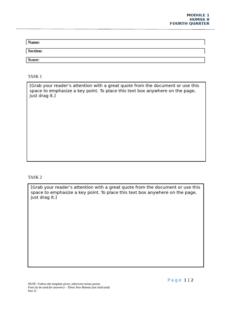 Template Answer Sheet Module A4 | PDF