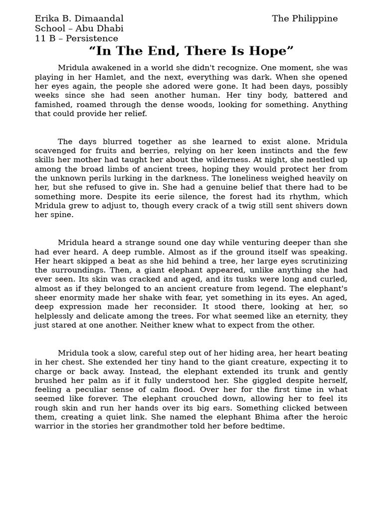 August-September 2024 Creative Writing Entry | PDF | Elephant | Young Adult