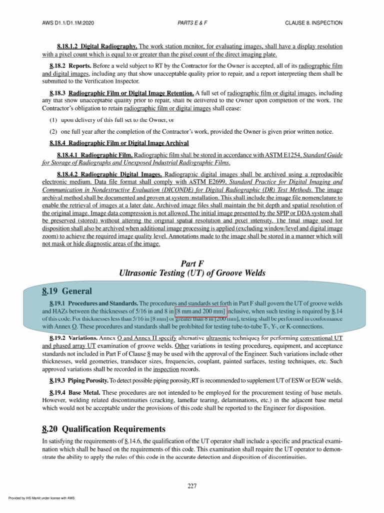 AWS D1.1 UT Procedure. (Thickness) | PDF