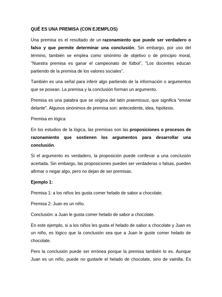 Qué Es Una Premisa | PDF