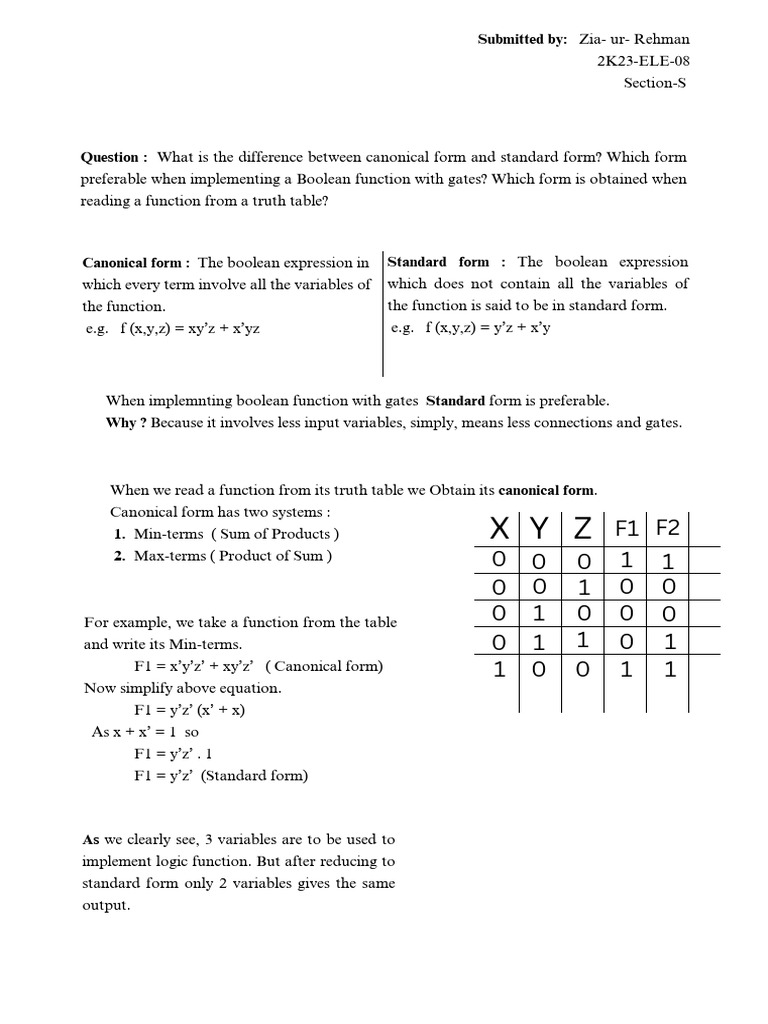 What is the difference between canonical form and standard form ? .pdf | PDF