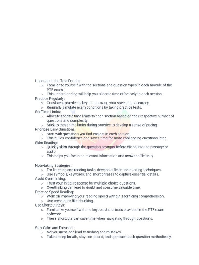 Exam Preparation Note Pte | PDF