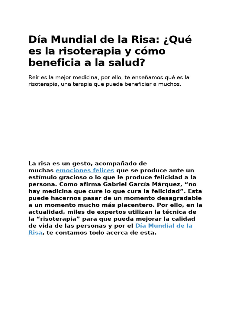 Día Mundial de La Risa | PDF
