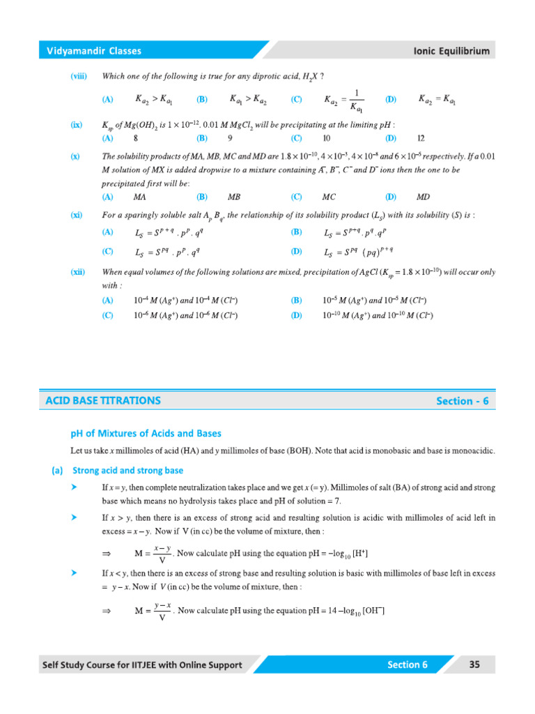 Ionic Equilibrium Section-6 | PDF