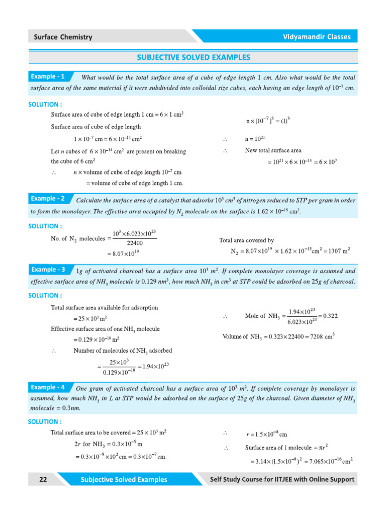 5-Surface Chemistry-Subjective Solved Examples | PDF