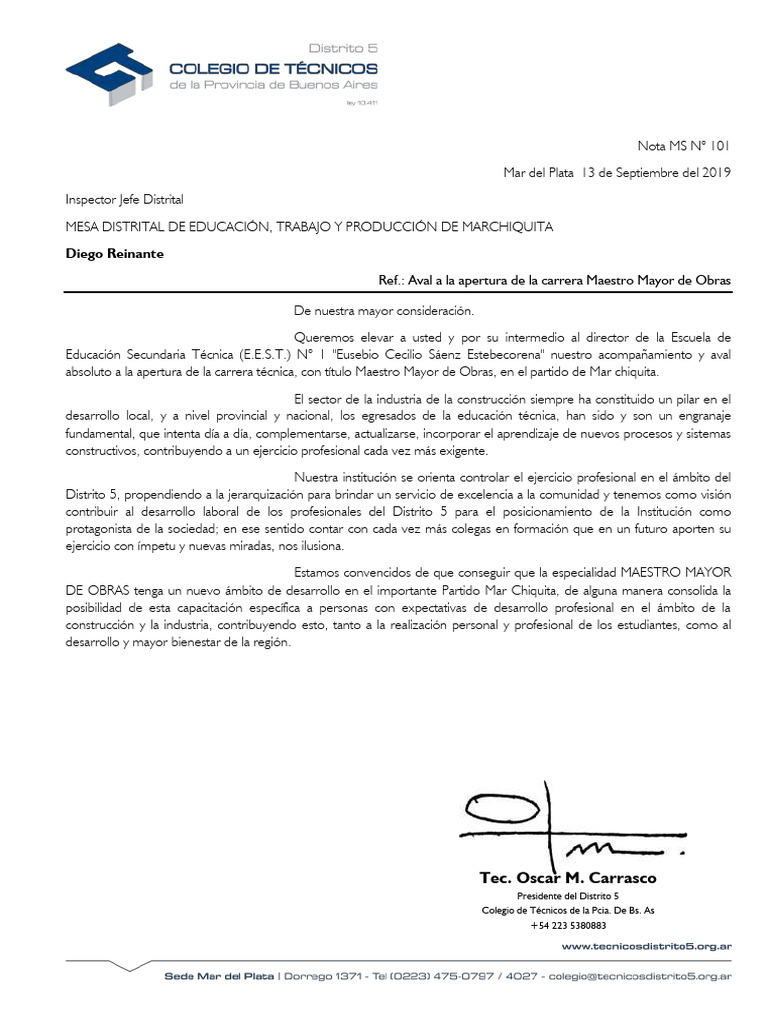 101 Aval MMO Mar Chiquita - Cnel. Vidal | PDF