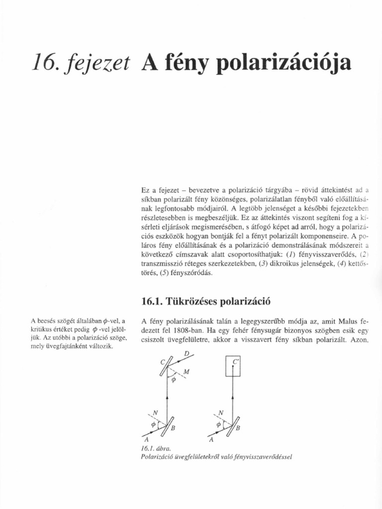 16.fejezet - A Fény Polarizációja | PDF