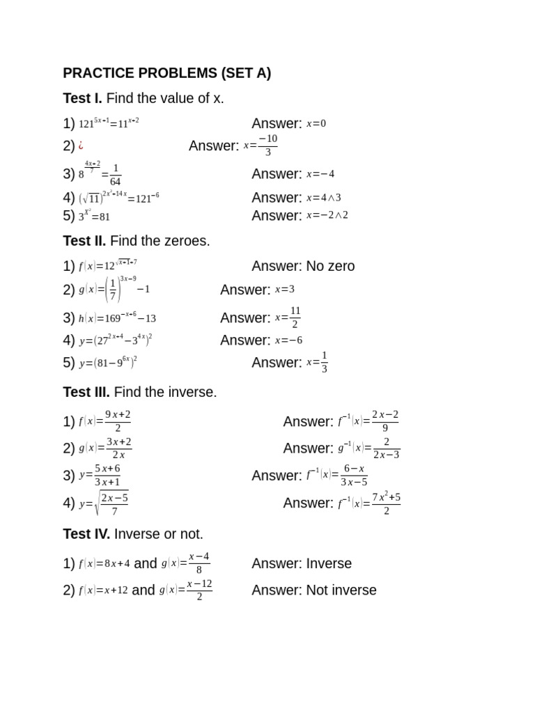 Practice Problems Set A Pdf